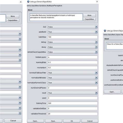 Parameters Used In Decision Tree J48 Multilayer Perceptron And