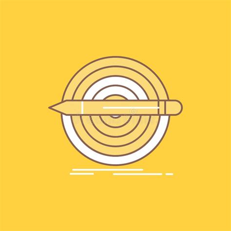 Design Goal Pencil Set Target Flat Line Filled Icon Beautiful Logo Button Over Yellow