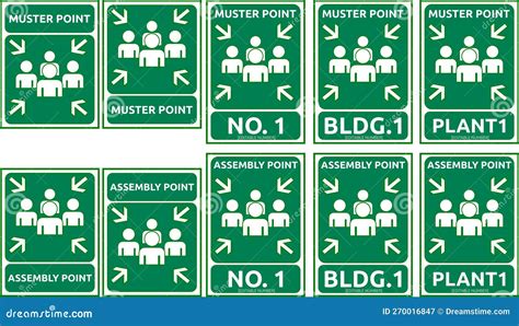 Muster And Assembly Point Label For Fire Evacuation Vector Stock