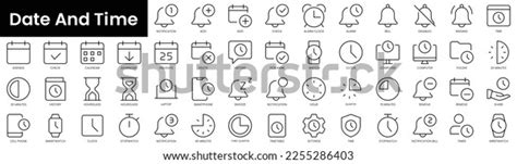 Set Outline Date Time Icons Minimalist Stock Vector Royalty Free 2255286403 Shutterstock