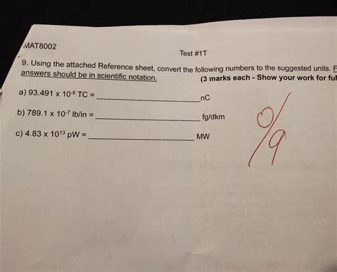 solved 9 using the attached reference sheet convert the