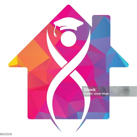 졸업 모자를 쓰고 있는 추상적인 인물 로고 디자인이 있는 교육 로고 개념 0명에 대한 스톡 벡터 아트 및 기타 이미지 0명 개념 개념과 주제 Istock