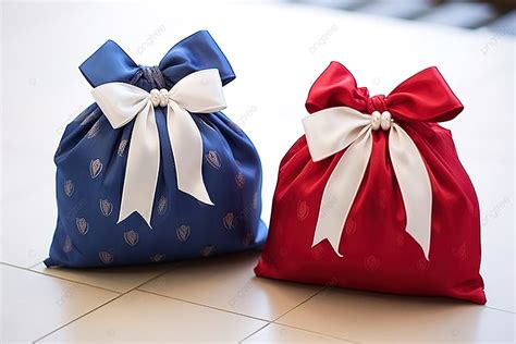 활과 빨간색과 흰색 리본이 달린 가방 두 개 명절 보따리 보자기 배경 일러스트 및 사진 무료 다운로드 Pngtree