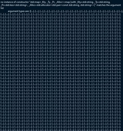 No Instance Of Constructor Stdmap Map With Ktystdstring Tystdstring Prstd