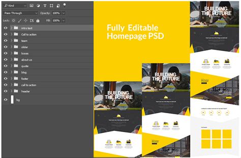 Divi Layout PSD For A Construction Company