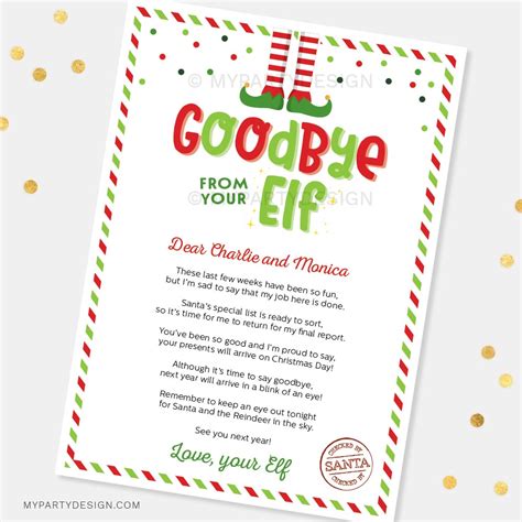 Free Printable Elf Goodbye Letter Free Printable Holdings