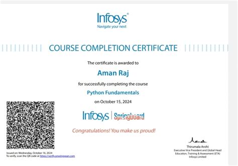 Learning Growth Infosys Certification Techjourney Aman Raj