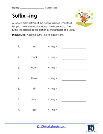 Suffix Ing Worksheets Participle Practice 15