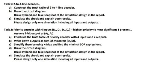 solved task 1 2 to 4 line decoder a construct the truth