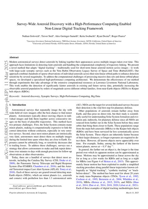 pdf survey wide asteroid discovery with a high performance computing