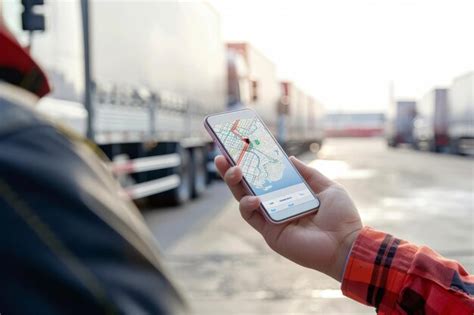 Premium Photo Man Using GPS Navigation On Smartphone At Logistics Center