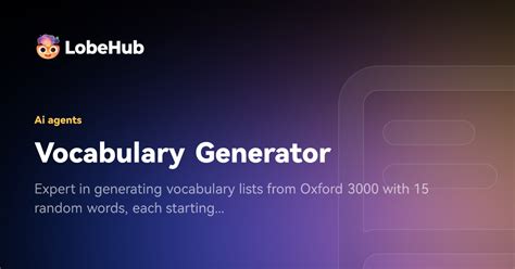 Vocabulary Generator Ai Agents Gpts · Lobehub