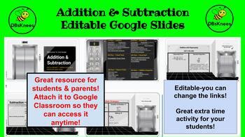 Addition Subtraction Slides Editable By DBsKnees TPT