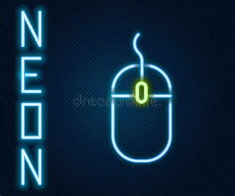 Glowing Neon Line Computer Mouse Icon Isolated On Black Background Optical With Wheel Symbol