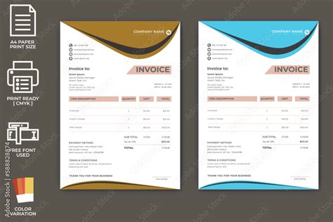 Modern Corporate Invoice Template Design Stock Vector Adobe Stock