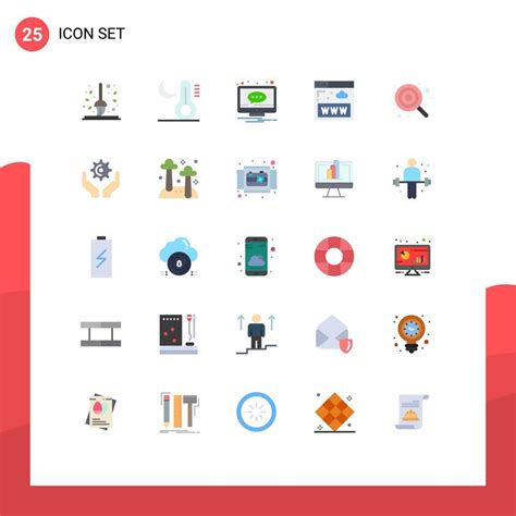 Mobile Interface Flat Color Set Of 25 Pictograms Of Internet