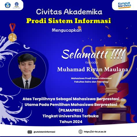 Mahasiswa Program Studi Sistem Informasi UT Daerah Serang Sebagai Mahasiswa Berprestasi