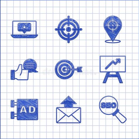 Set Target Mail And E Mail Seo Optimization Board With Graph Chart Advertising Customer