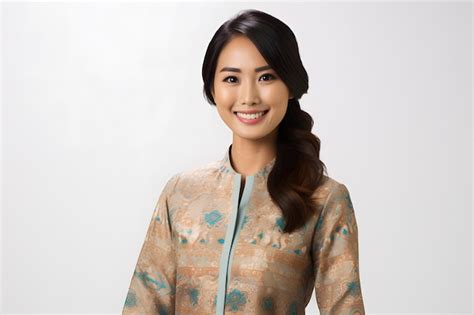 Premium AI Image Receptionist Wearing Batik Outfit And Smile