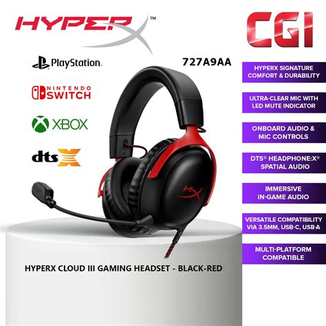 Hyperx Cloud Iii Dts X Spatial Audio Wired Gaming Headset Black Red 727a9aa Shopee Malaysia