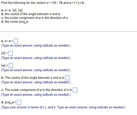 solved find the following for the vectors mathbf{v} 10
