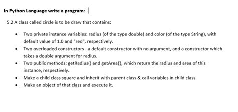 Solved In Python Language Write A Program 52 A Class