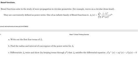 Solved Bessel Functions Bessel Functions Arise In The Study Chegg