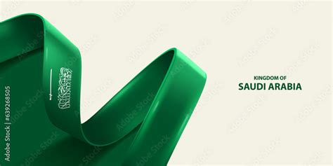 Saudi Arabia Ribbon Flag Bent Waving Ribbon In Colors Of The Saudi
