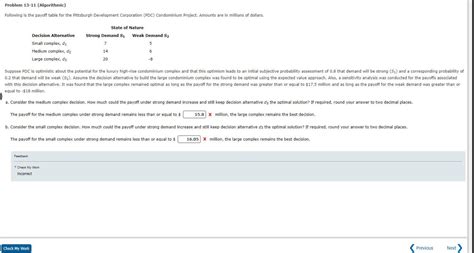Solved Problem 13 11 Algorithmic Following Is The Payoff