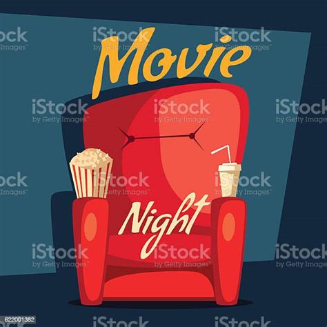 영화의 밤 홈 시네마 시청 만화 벡터 일러스트레이션 0명에 대한 스톡 벡터 아트 및 기타 이미지 0명 벡터 일러스트레이션 Istock