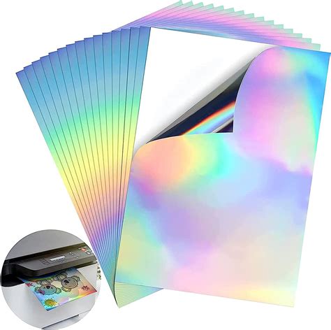20 Sheets Printable Holographic Sticker Paper For Inkjet Printers Or