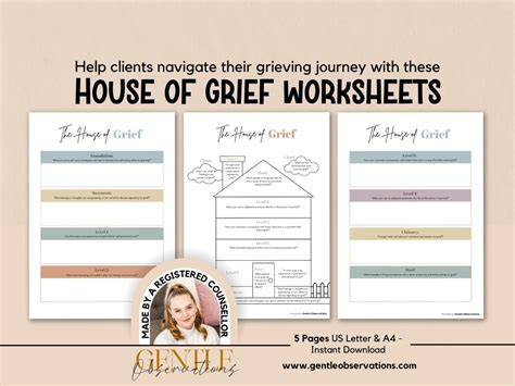 House Of Grief Therapy Worksheets For Teens And Adults Grief And Loss