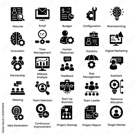 Project Management Solid Vectors Pack Stock Vector Adobe Stock