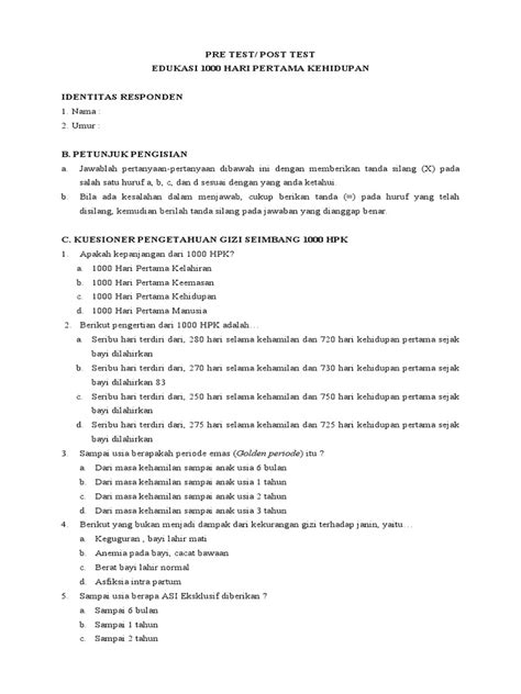 Pre Test Dan Post Test Pdf Pre Test Dan Post Test Pdf