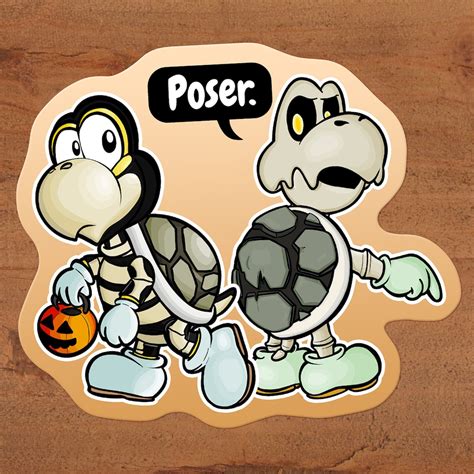 Dry Bones And Koopa Troopa Poser Halloween Glossy Vinyl Sticker