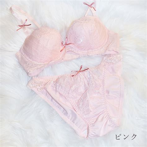 ピンクピンクピンク Pink Pink Pink ネットチュール使いレースノンワイヤーブラ＆ショーツセット 【返品不可商品】 （ピンク