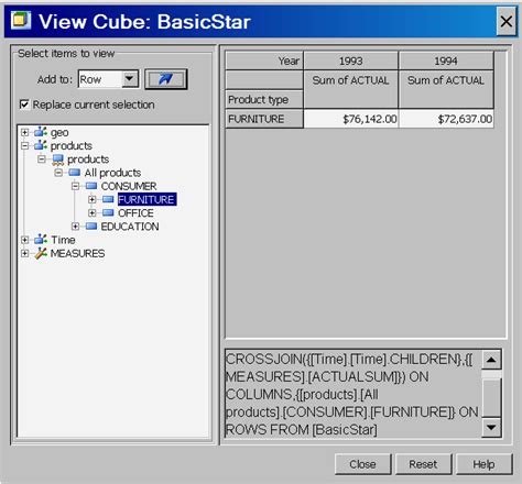 cube building and modifying examples viewing a cube in sas olap cube