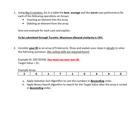 Solved Using Big O Notation List In A Table The Best Chegg