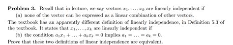 Solved Problem 3 Recall That In Lecture We Say Vectors X1