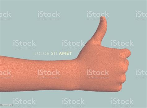 기호를 엄지 손가락으로 합니다 핸드 쇼 처럼 또는 좋은 성공과 좋은 서명 3d 벡터 그림입니다 배너 전단지 포스터 커버 또는 브로셔를 디자인합니다 3차원 형태에 대한 스톡