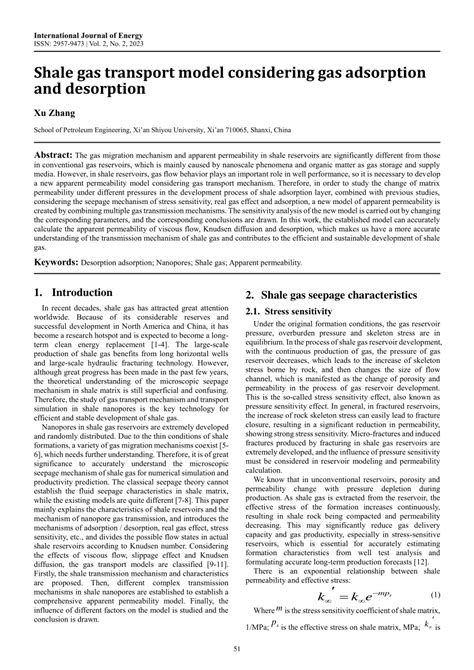 Pdf Shale Gas Transport Model Considering Gas Adsorption And Desorption