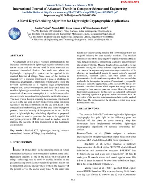 pdf a novel key scheduling algorithm for lightweight cryptographic