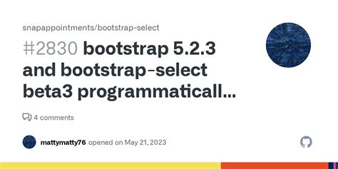 Bootstrap 523 And Bootstrap Select Beta3 Programmatically Issue