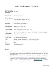 COSC 3360 Operating Systems Course Syllabus Course Hero
