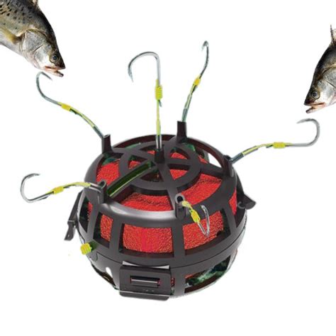 Bait Cage Floating Bait Cage 360 Degree Rotation 6 Hook Mounts For