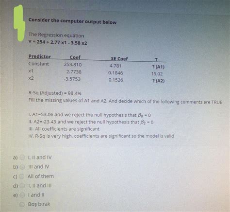 Solved Consider The Computer Output Below The Regression Chegg