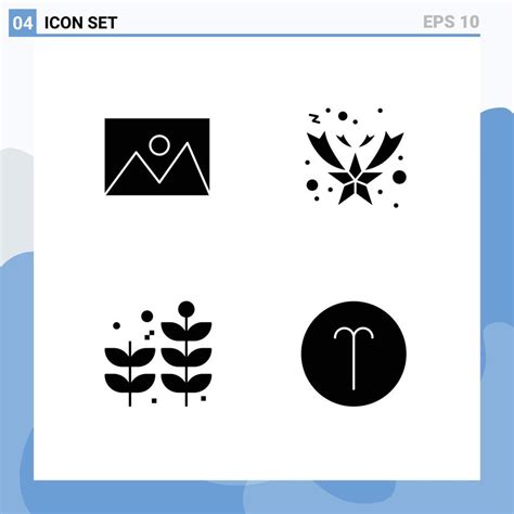 Set Of 4 Vector Solid Glyphs On Grid For Appliances Leaf House Fallen Aries Editable Vector