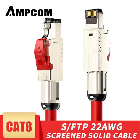 Ampcom Cat8 Ethernet Patch Cable S Ftp 22awg Screened Solid Cable