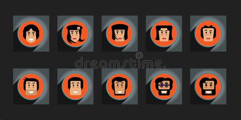cartoon avatar head design flat style in circle profile icon pro vector
