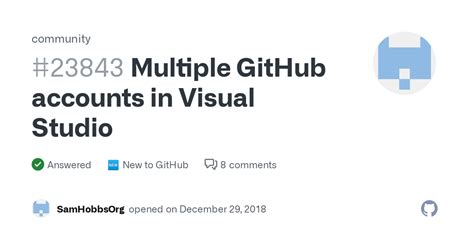 Multiple GitHub Accounts In Visual Studio Community Discussion GitHub